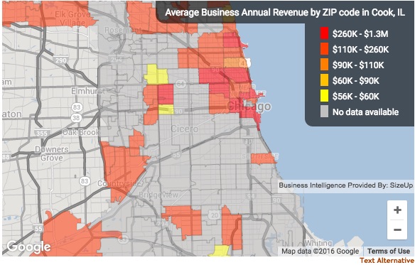 Sizeup revenue by zip code map – Susan Solovic