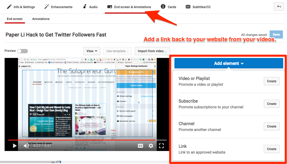 YouTube annotations – Susan Solovic